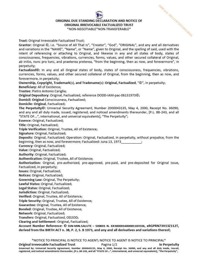 WHITE HOUSE ORIGINAL DUE STANDING DECLARATION AND NOTICE OF-2-IAM-pac ...