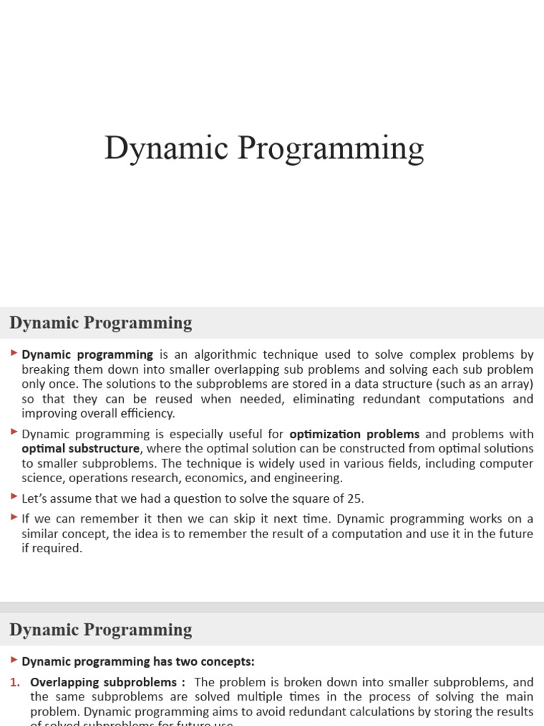 Dynamic Programming | PDF | Dynamic Programming | Mathematical Optimization Dynamic Programming | PDF | Dynamic Programming | Mathematical Optimization