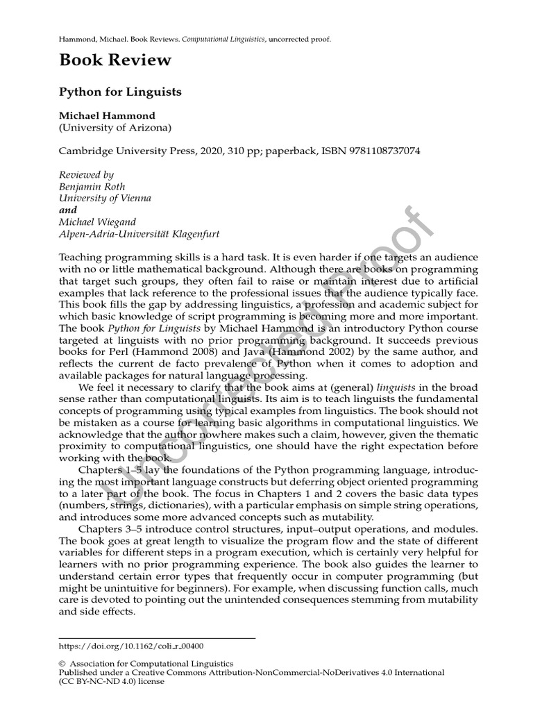 Python For Linguists | PDF | Computer Programming | Object Oriented Programming