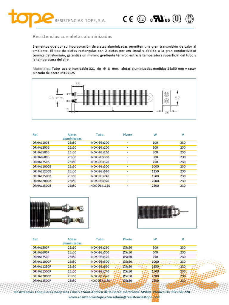Resistencias con Aletas Aluminizadas | PDF | Acero inoxidable ...