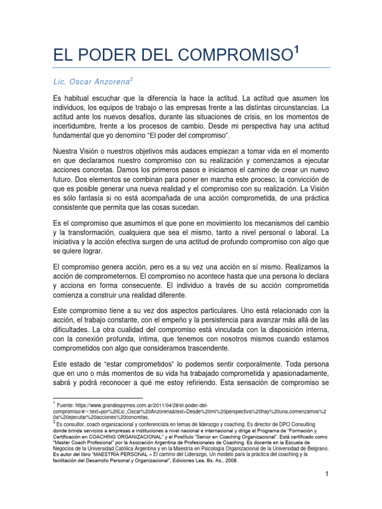Compromiso: Clave del Cambio | PDF | Hora | Sincronicidad