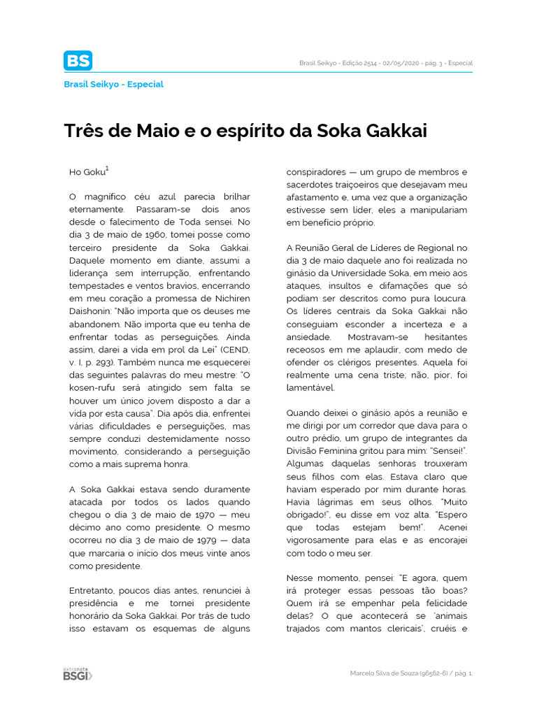 Tres de Maio e o Espirito Da Soka Gakkai | PDF