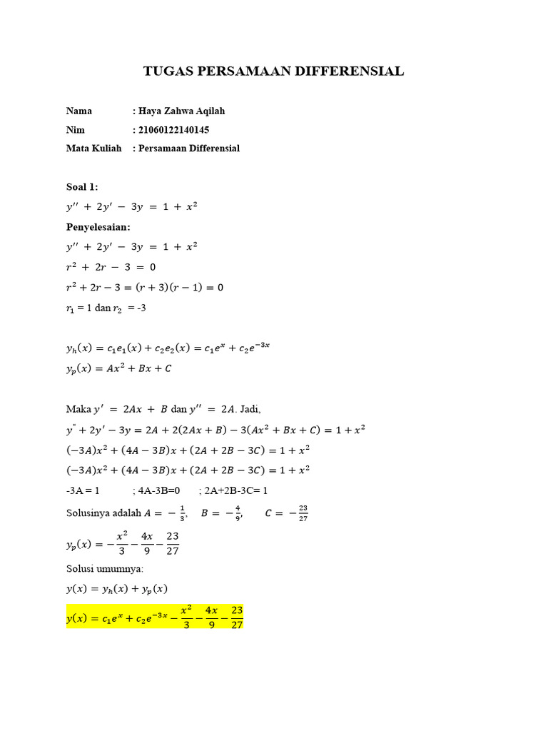 Persamaan Differensial | PDF