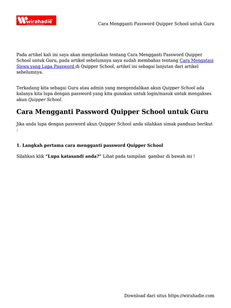 Cara Mengganti Password Quipper School Untuk Guru | PDF | Karier & Perkembangan