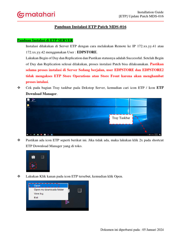 (ETP) OG Installasi Update Patch MDS-016 | PDF