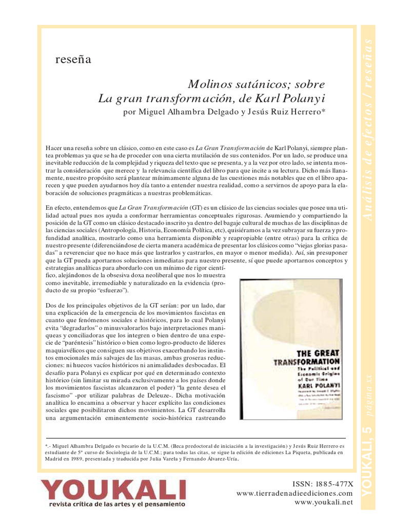 Reseña de La Gran Transformación de Karl Polanyi | PDF