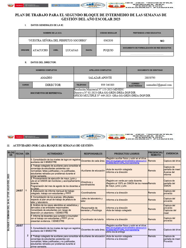 Plan de Semana de Gestión (2) | PDF