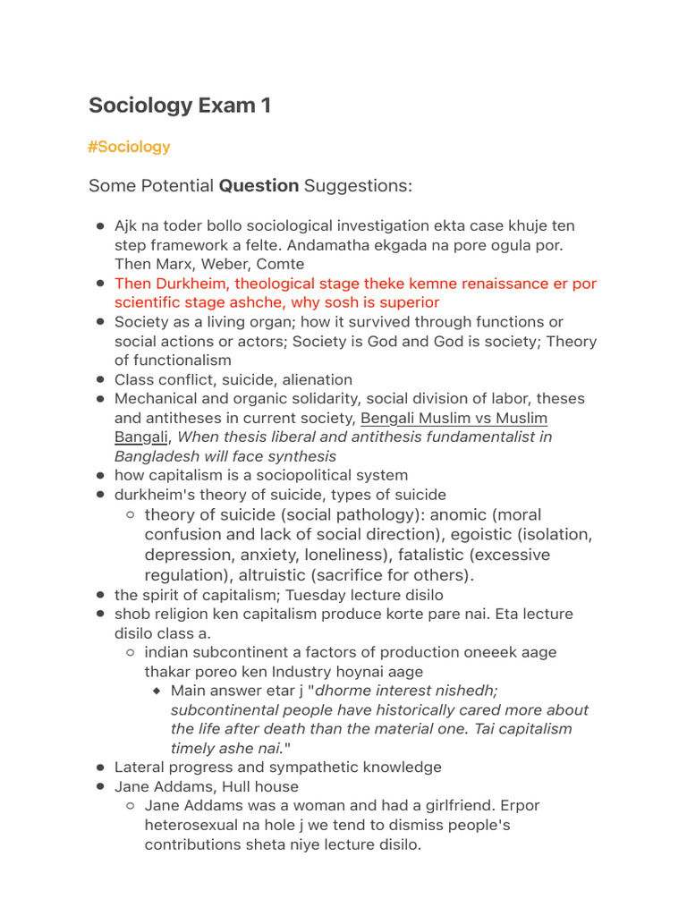 Exam 1 Prep of Sociology | PDF | Social Science