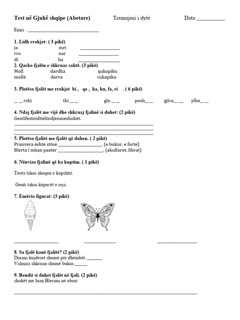 Abetare Test 2 | PDF