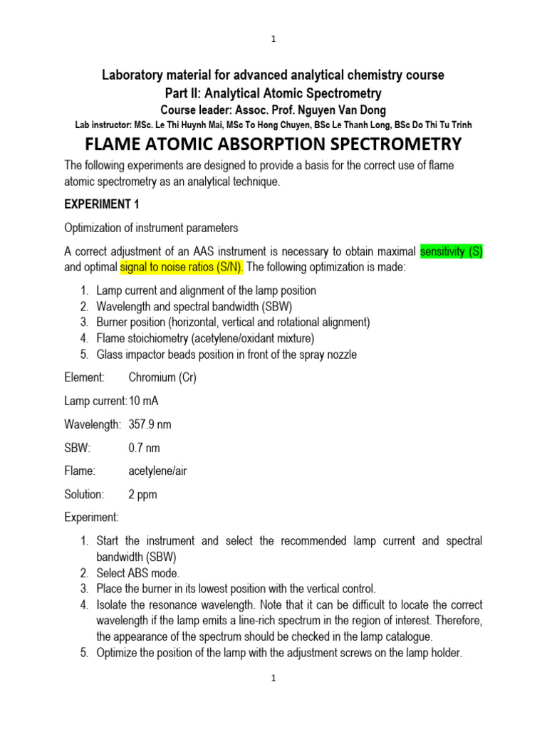 AAS Lab Material | PDF | Emission Spectrum | Atomic Absorption Spectroscopy