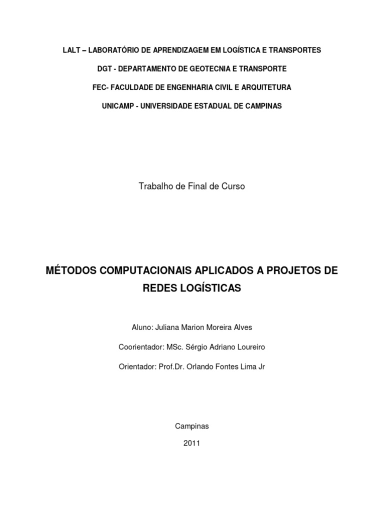 2011 JulianaMMAlves TFC Final | PDF | Despesa | Logística