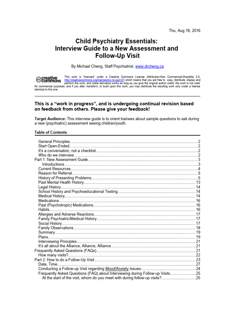 Child and Youth Psychiatry Essentials Guide To Interviewing For ...