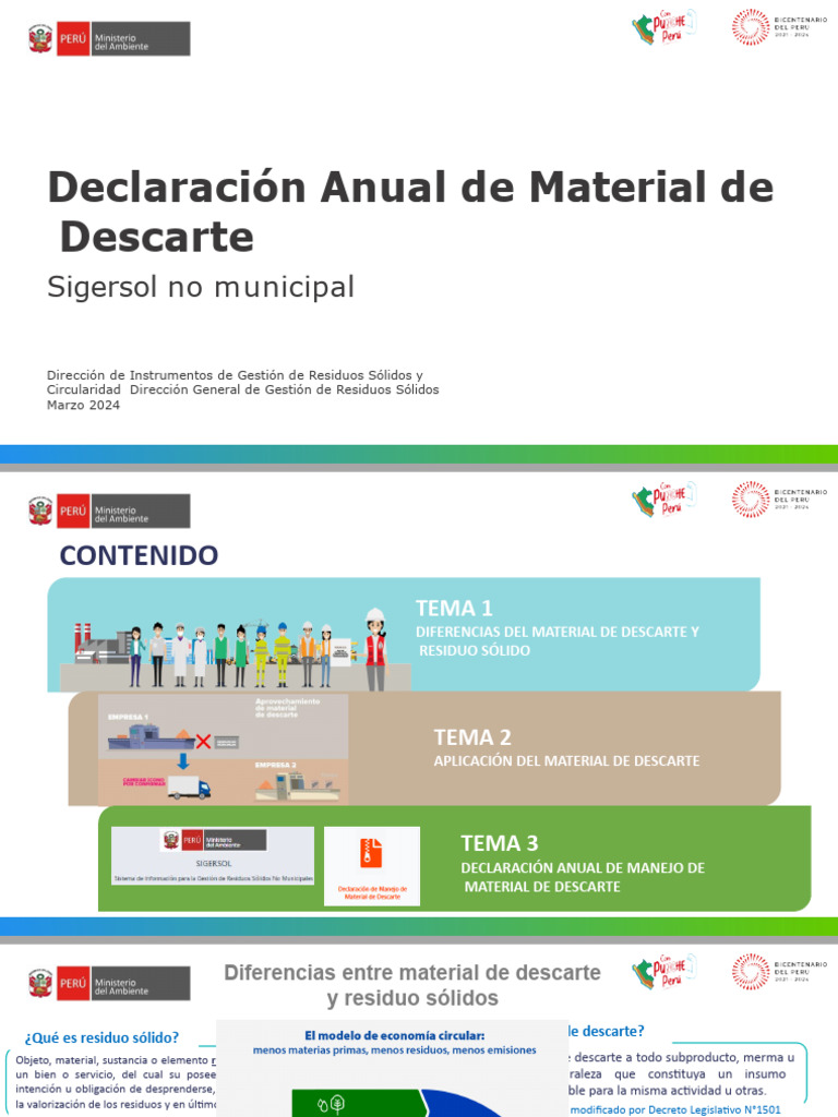 Declaración Anual de Material de Descarte | PDF | Residuos | Gestión de ...