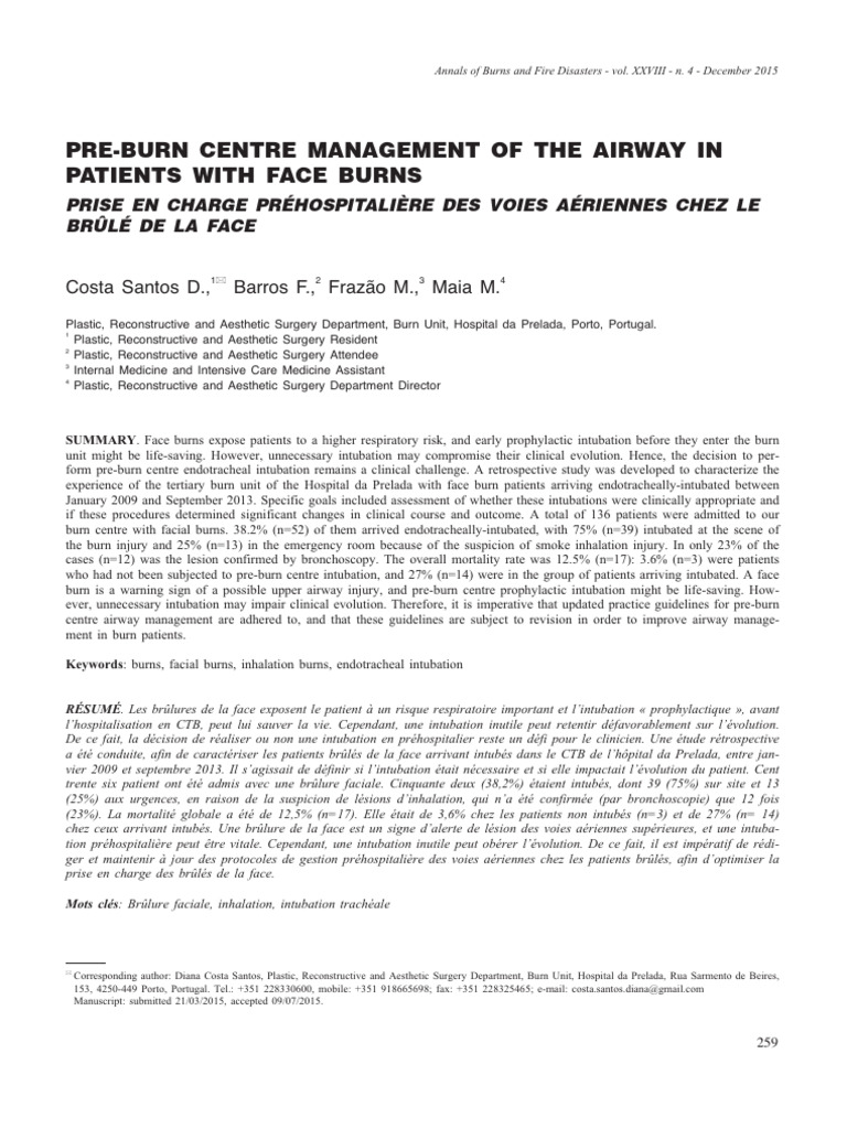 2015 - Pre Burn-Centre Management of The Airway in Patients With Face ...