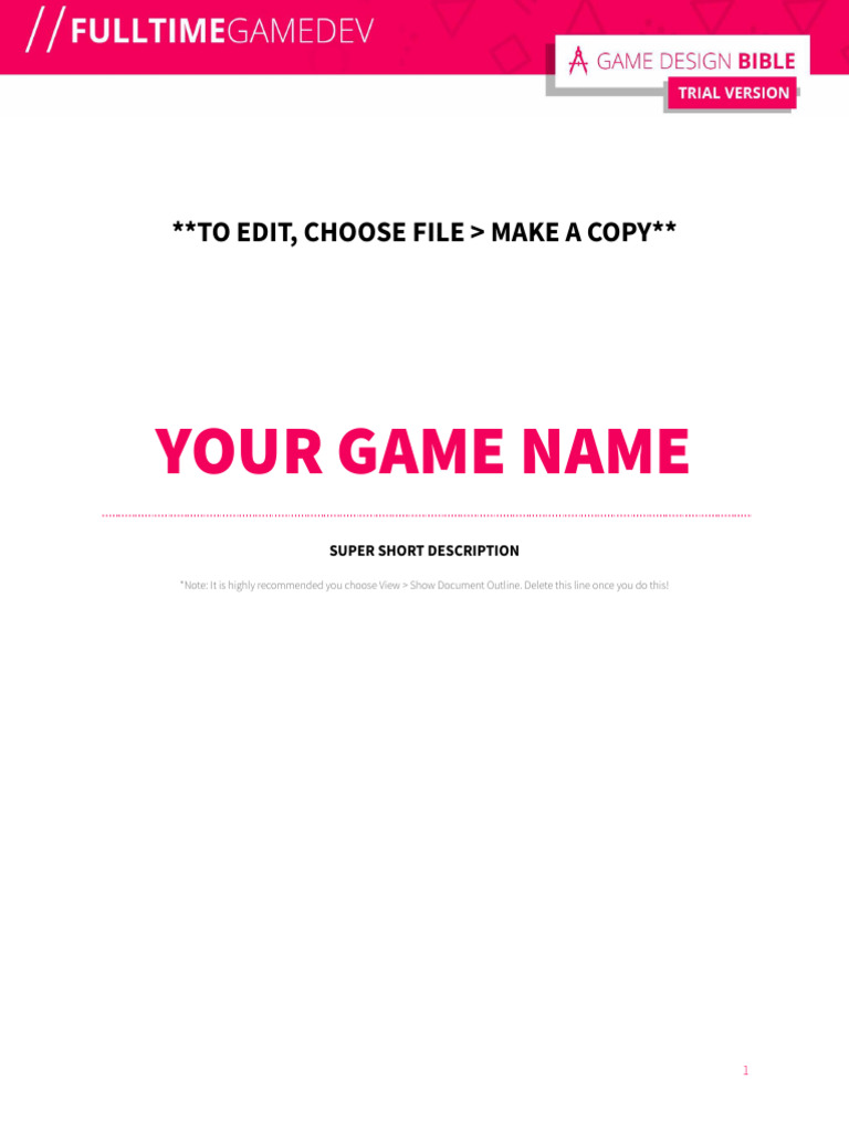 Game Design Bible (Trial) | PDF