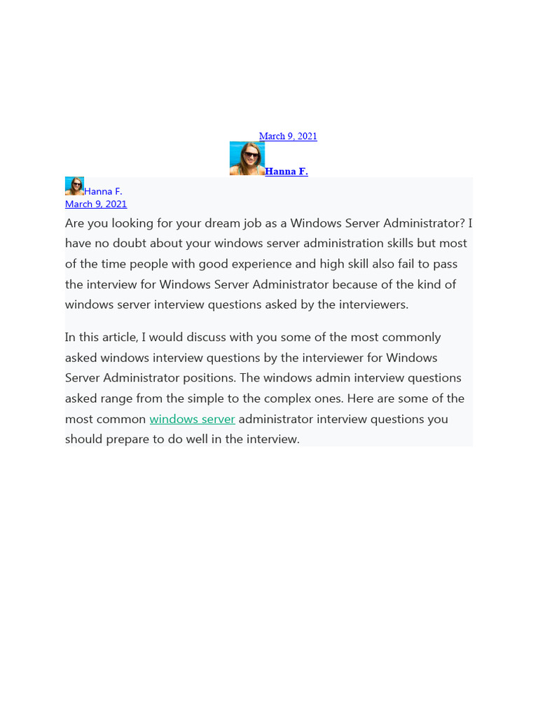50 Most Commonly Asked Windows Server Interview Questions | PDF | Active Directory | Group Policy
