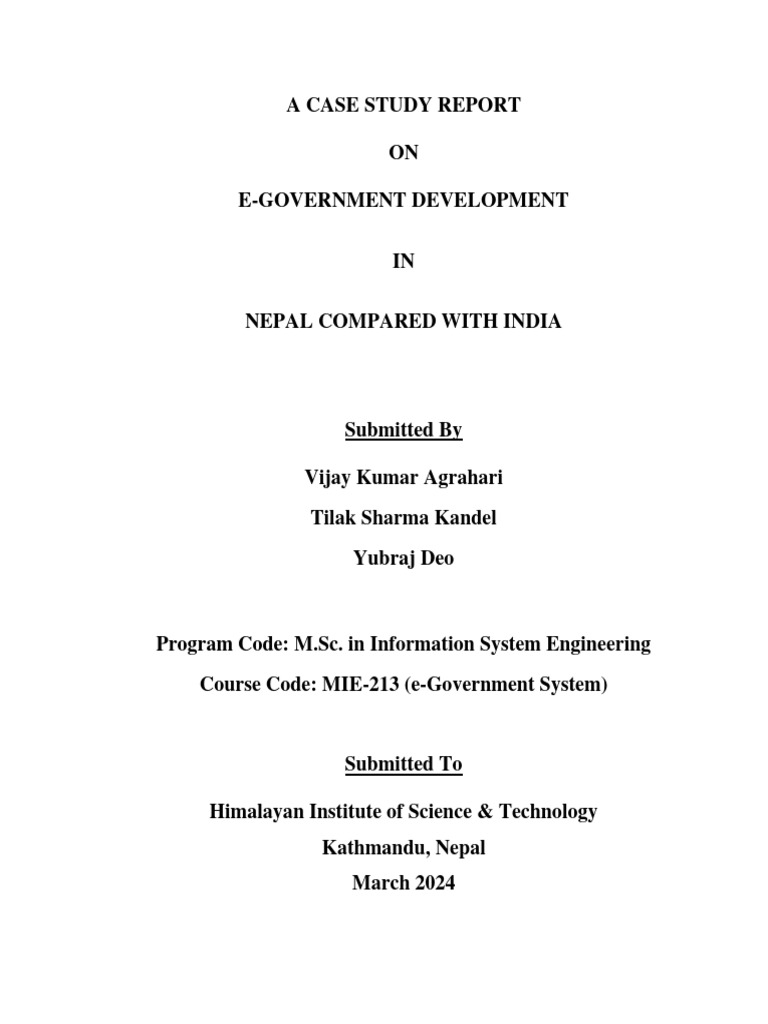 Case Study Report On E-Government Development in Nepal Compared To ...