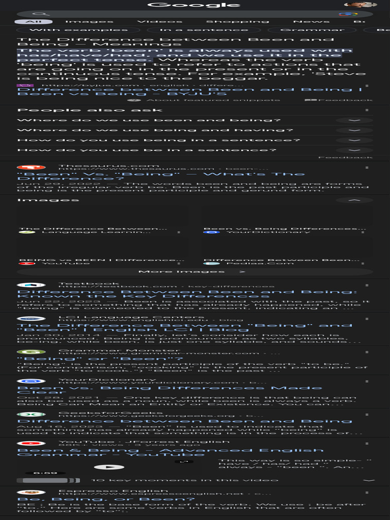Difference Between Being and Been - Google Search | PDF | Verb | Linguistic Typology