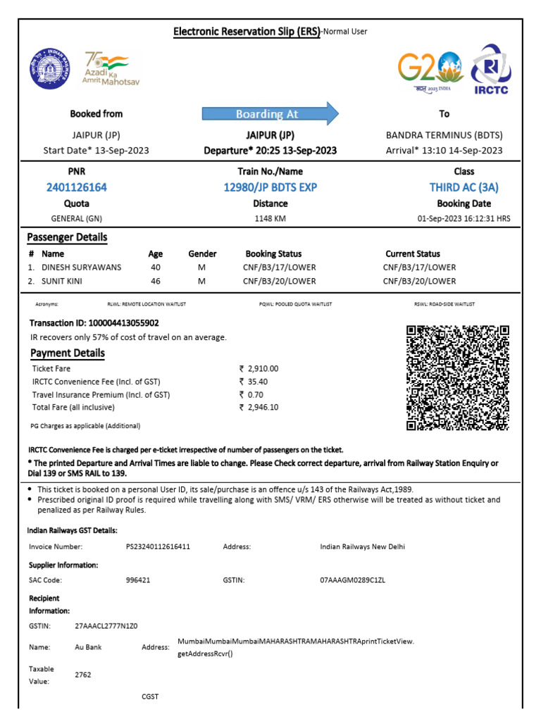 12980/JP BDTS EXP Third Ac (3A) | PDF
