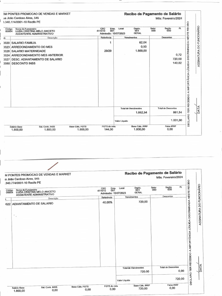 Contra Cheques | PDF