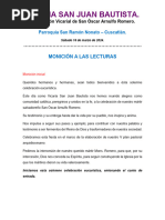 Monicion Mes de La Biblia | PDF | eucaristía | Misa (liturgia)