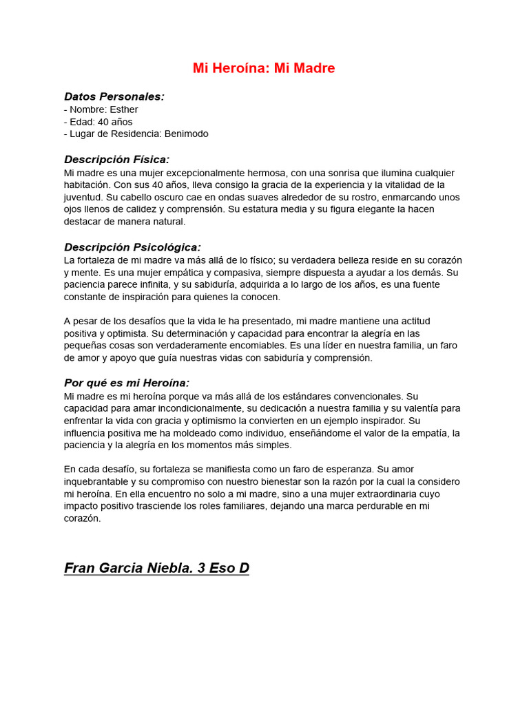 Mi Heroína - Mi Madre | PDF