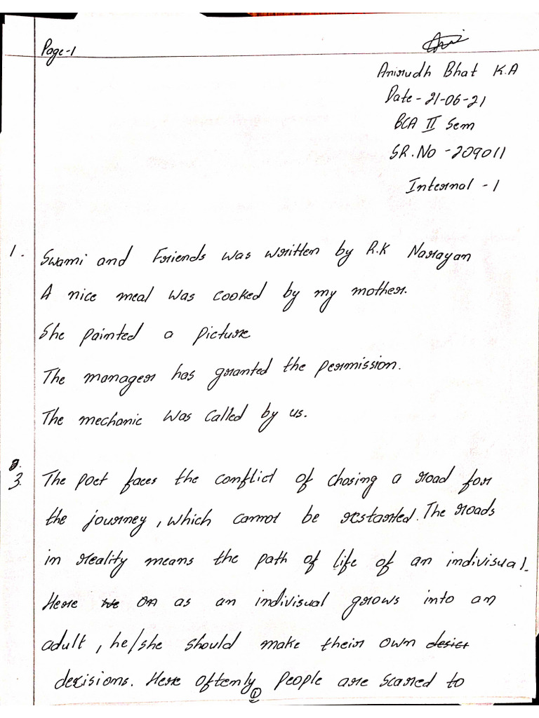 Anirudh Bhat English Bca Sem2 | PDF