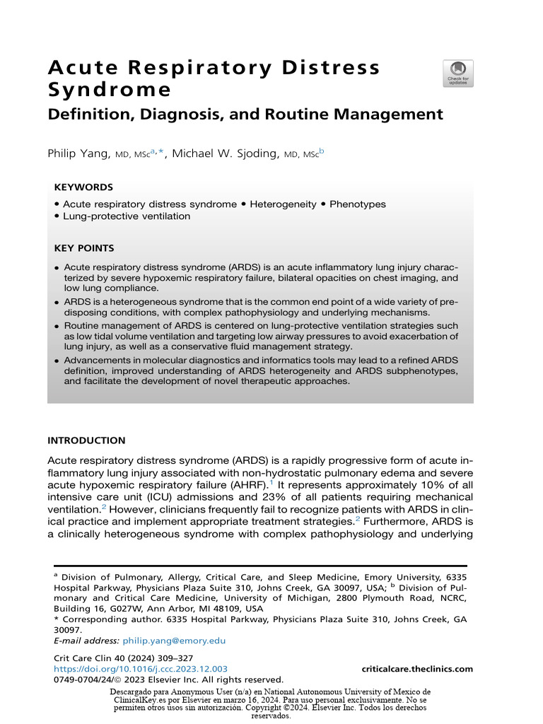 Acute Respiratory Distress Syndrome 2024 | PDF | Causes Of Death ...
