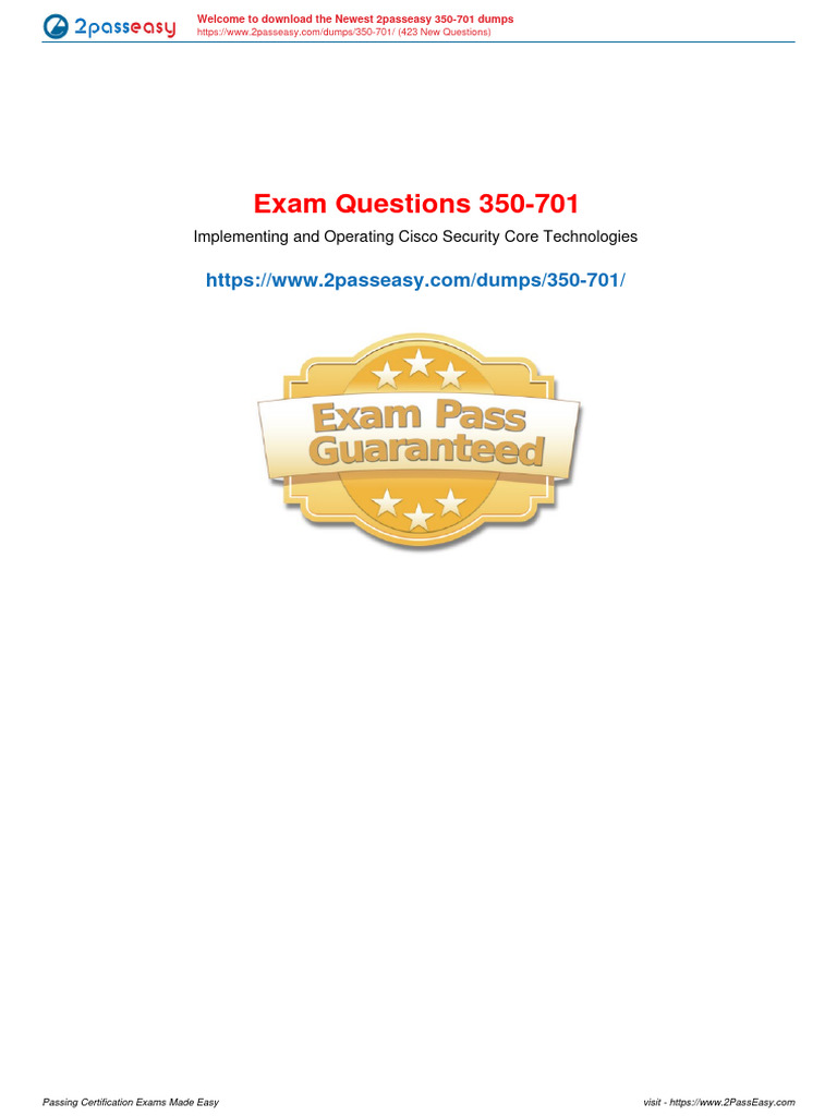 Exam Questions 350-701: Implementing and Operating Cisco Security Core Technologies | PDF ...