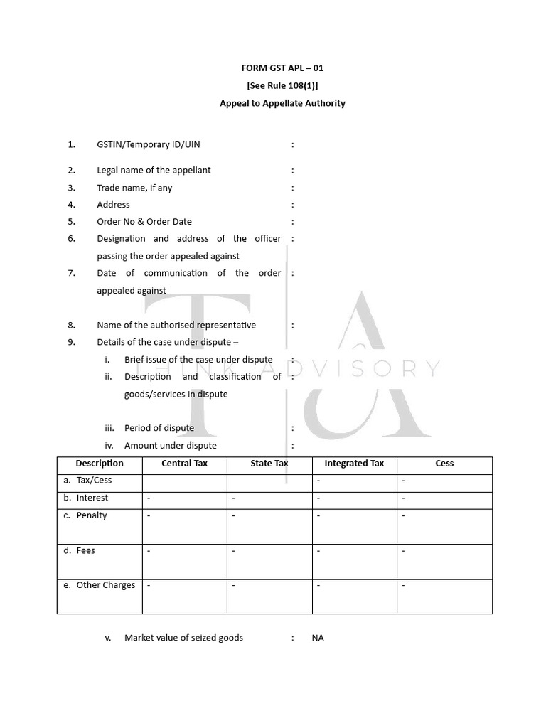 Annexure A - Form GST APL - 01 | PDF | Debits And Credits | Taxes