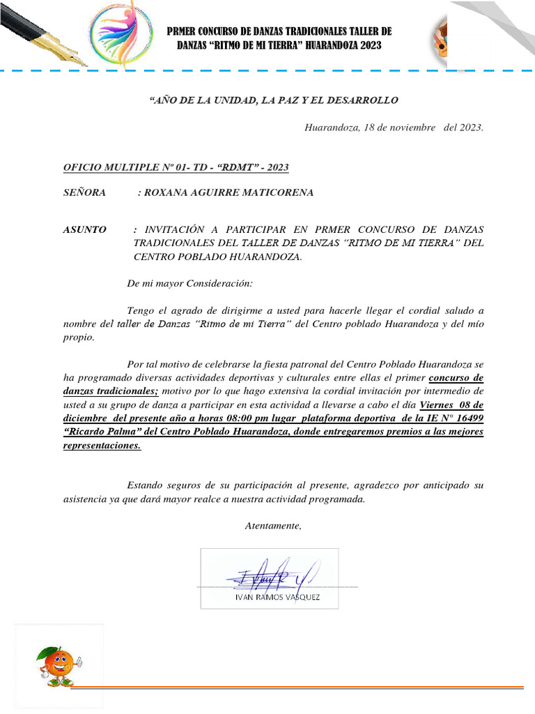 Invitación al Concurso de Danzas 2023 | PDF | Hogar, jardinería y ...