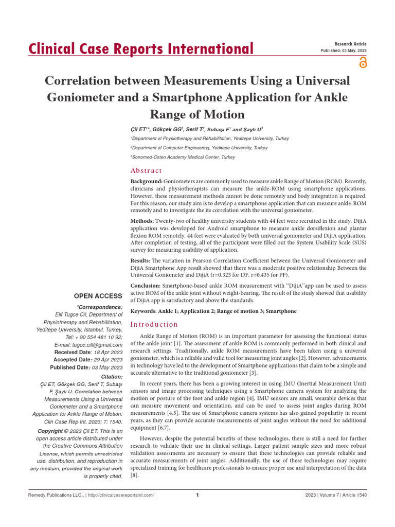 Correlation Between Measurements Using A Universal Goniometer and A ...