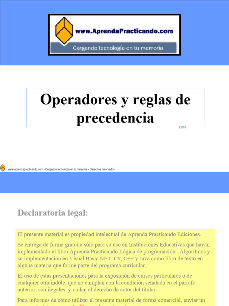 Operadores y Reglas de Precedencia en Programación | PDF | C Sharp ...