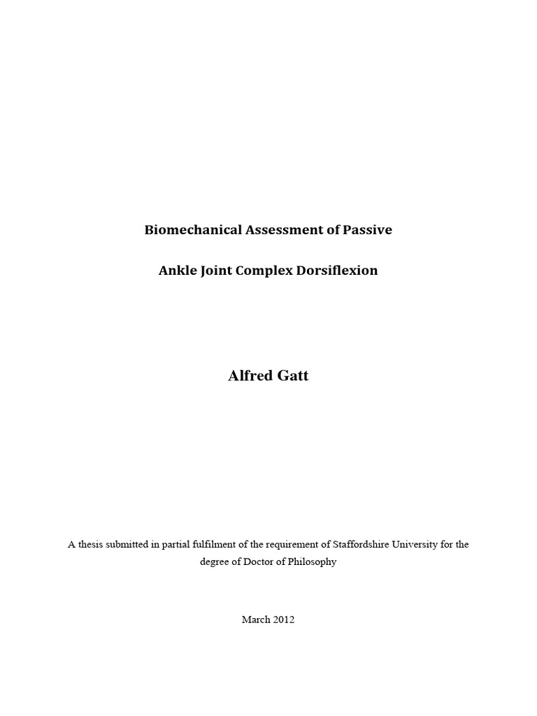 Gatt - Biomechanical Assessment of Passive Ankle Joint Complex Dorsiflexion | PDF | Foot ...