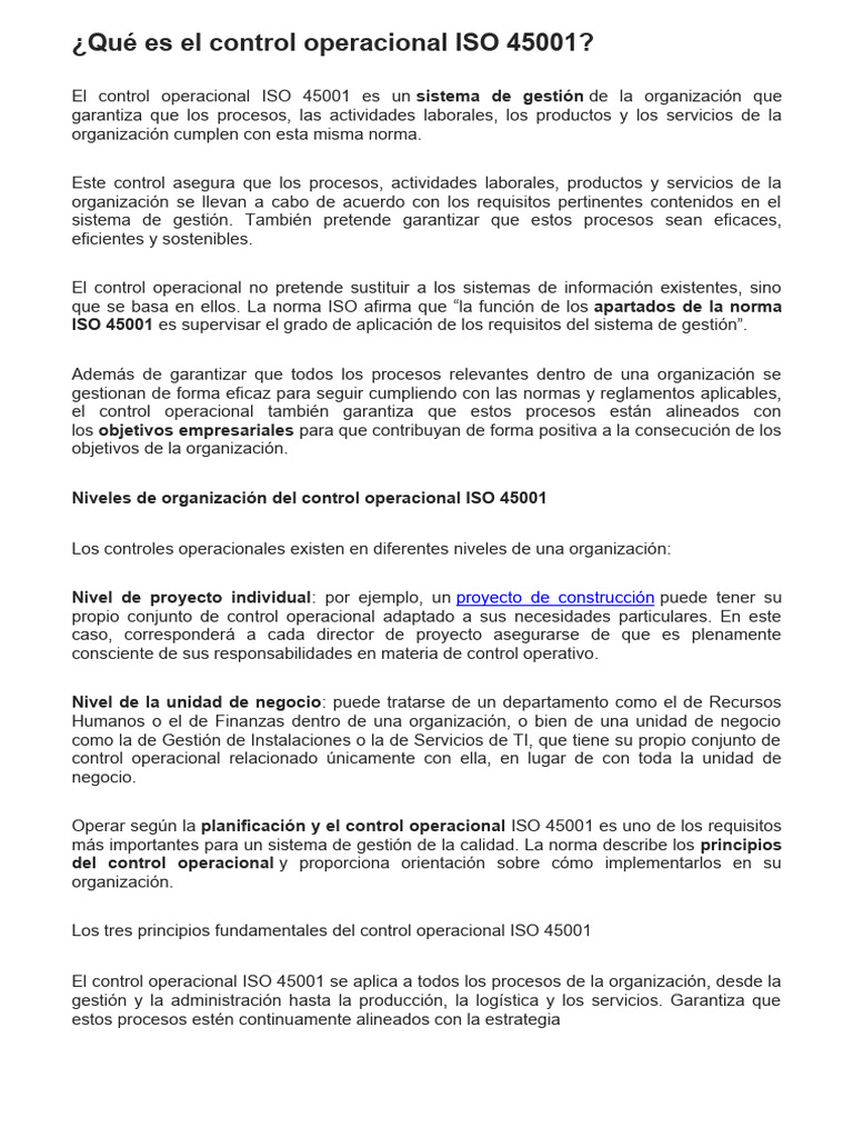 Qué Es El Control Operacional ISO 45001 | Descargar gratis PDF ...
