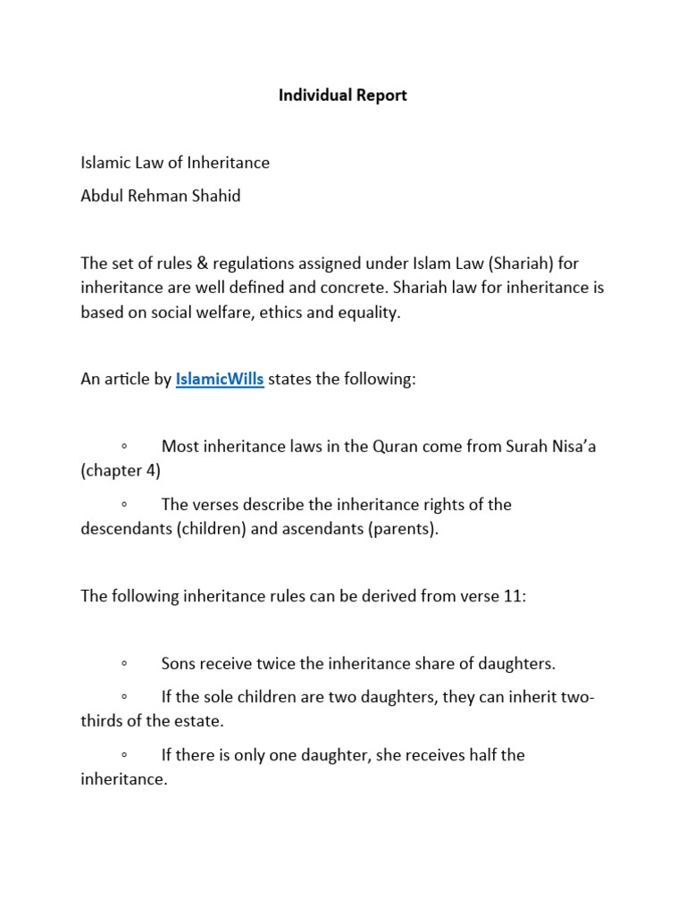 Individual Report Islamiat | PDF