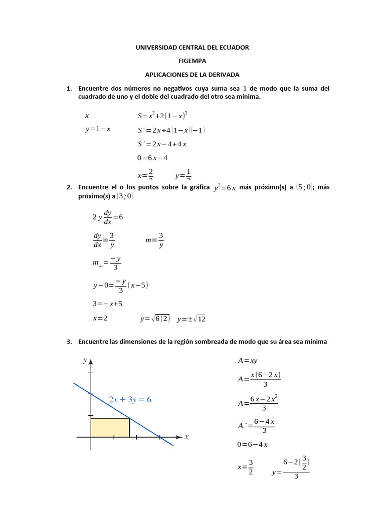 Ejercicios Resueltos Aplicaciones de La Derivada | Descargar gratis PDF | Geometría euclidiana ...