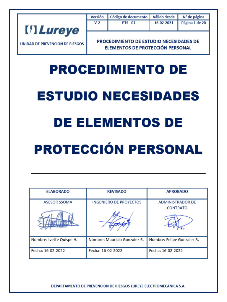Procedimiento de Estudio de Necesidades de EPP | PDF