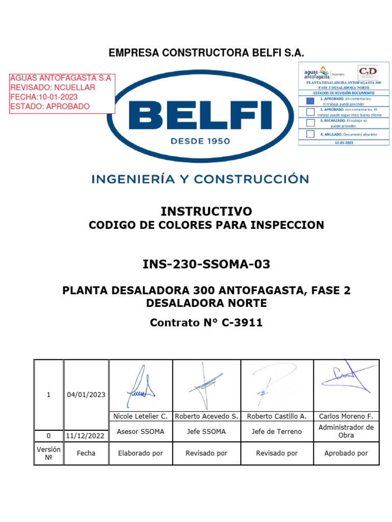 Ins-230-Ssoma-03 - 1 Codigo de Colores para Inspeccion Aprobado Revision 1 | PDF