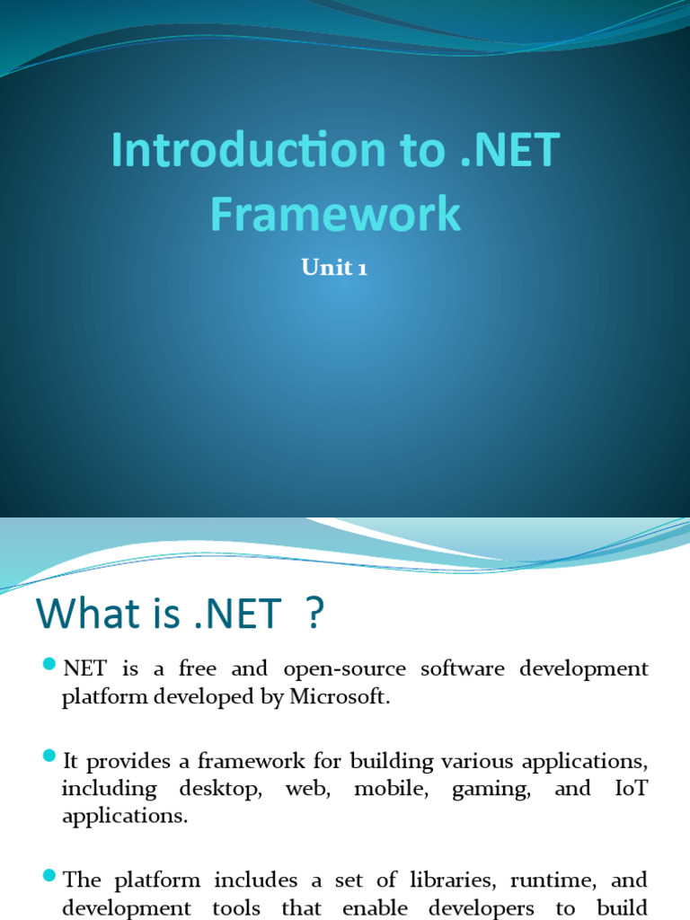 Introduction To Net Frameworknew Pdf C Sharp Programming Language 9155
