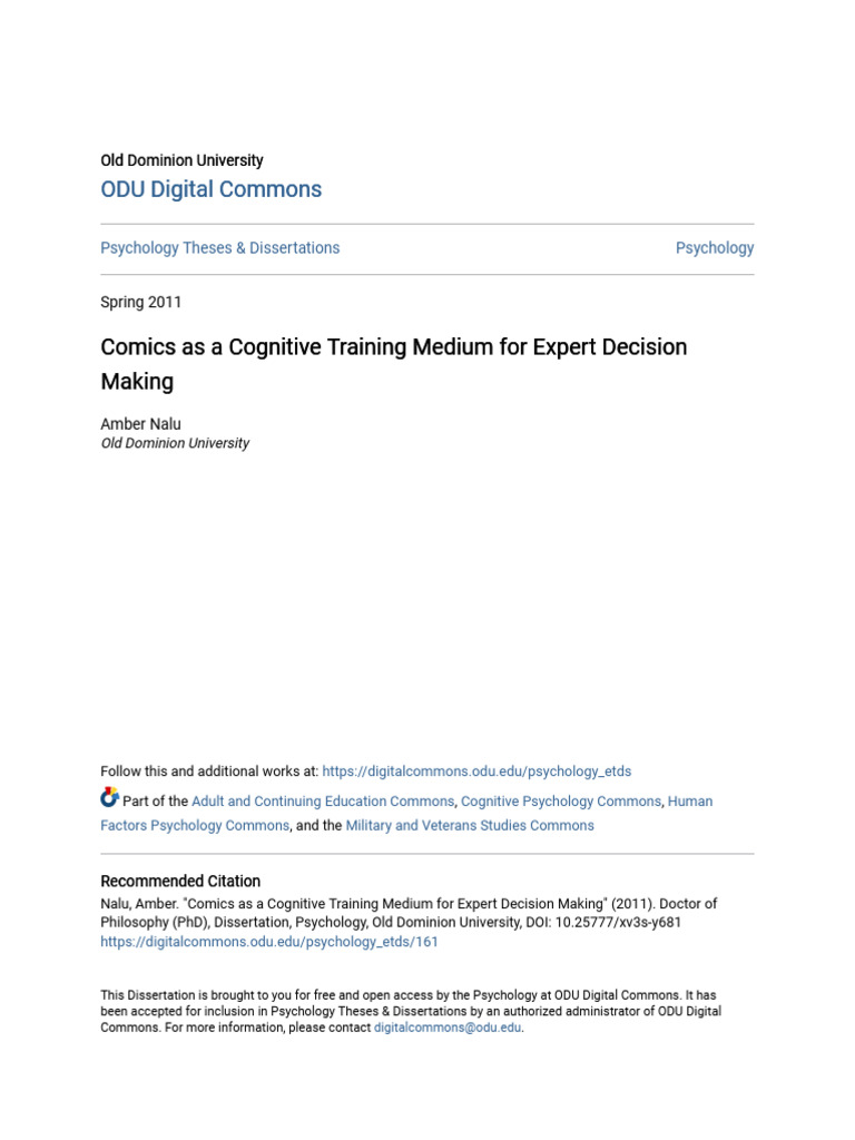 Comics As A Cognitive Training Medium For Expert Decision Making | PDF ...