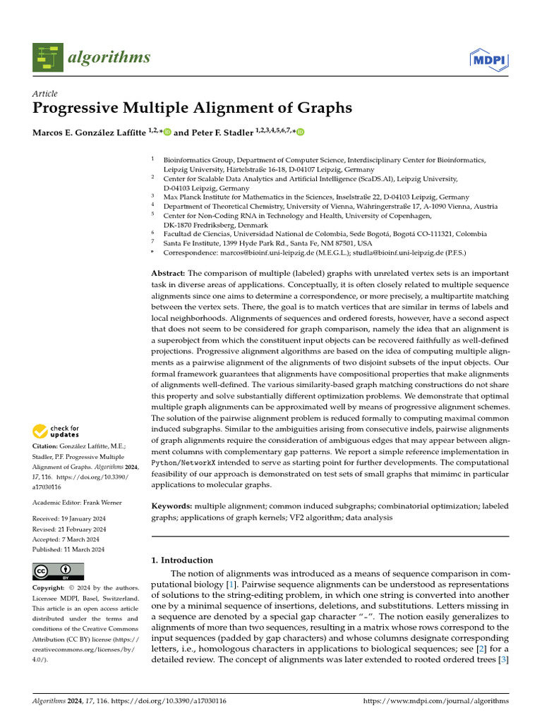 Algorithms 17 00116 | PDF | Sequence Alignment | Vertex (Graph Theory)