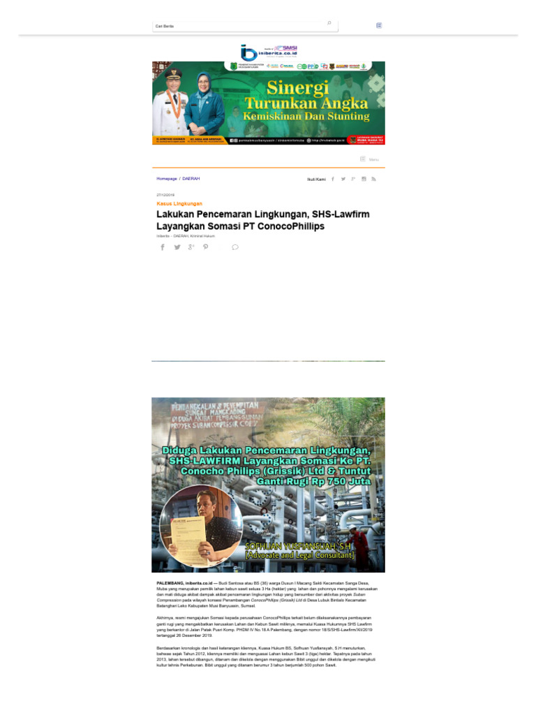 Lakukan Pencemaran Lingkungan, SHS-Lawfirm Layangkan Somasi PT ...