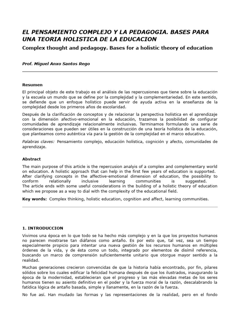PENSAMIENTO COMPLEJO | PDF | Aprendizaje | Complejidad