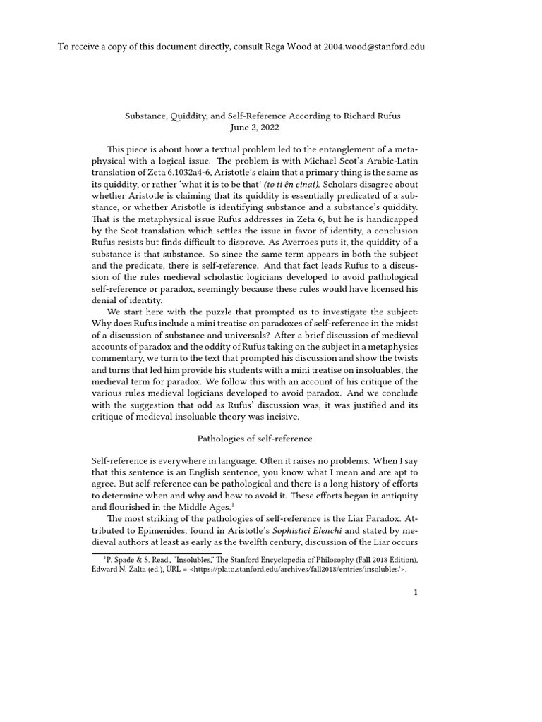 Medieval Logic and Self-Reference | PDF | Substance Theory | Logic