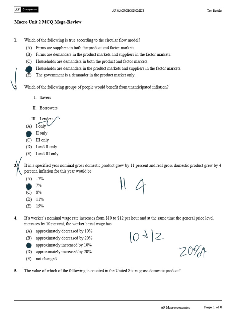Macro Unit 2 MCQ Mega-Review | PDF | Macroeconomics | Unemployment