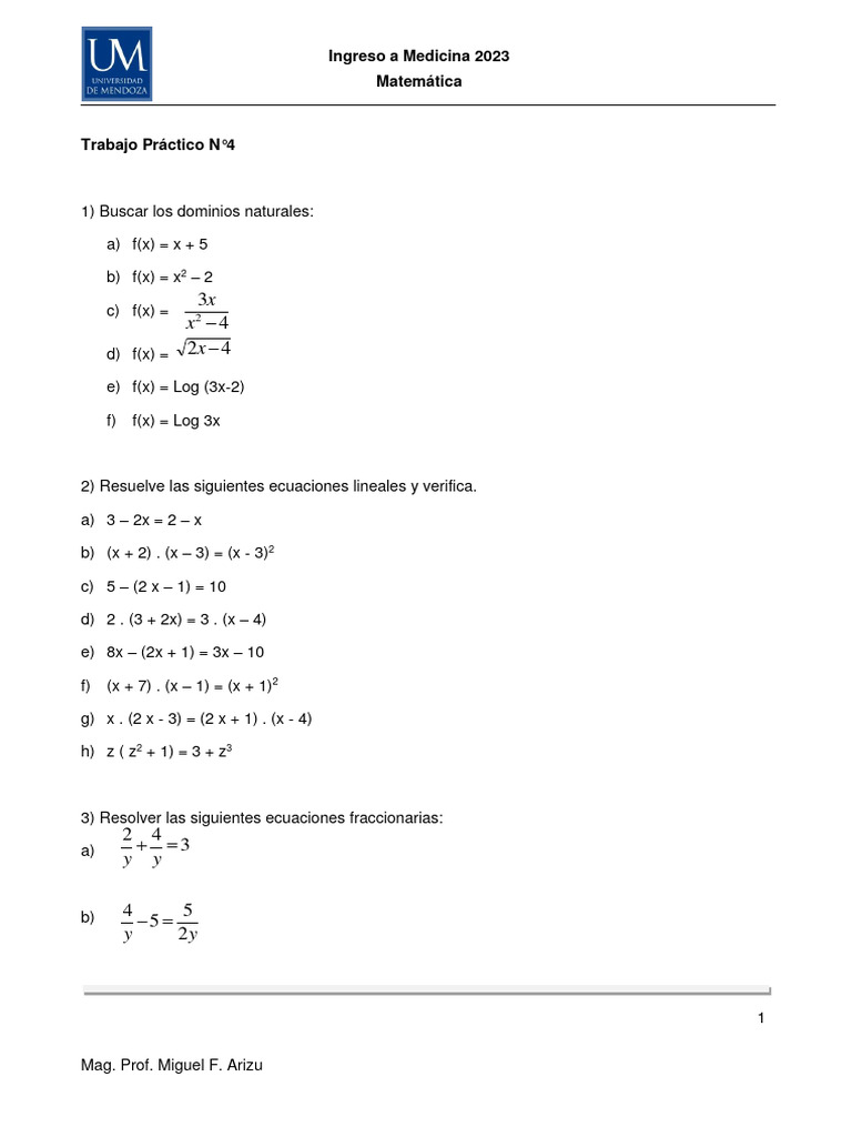 UM U4 TP Matematica 2023 | PDF