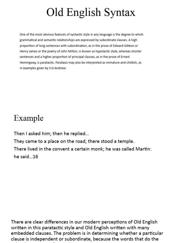Understanding Old English Syntax | PDF