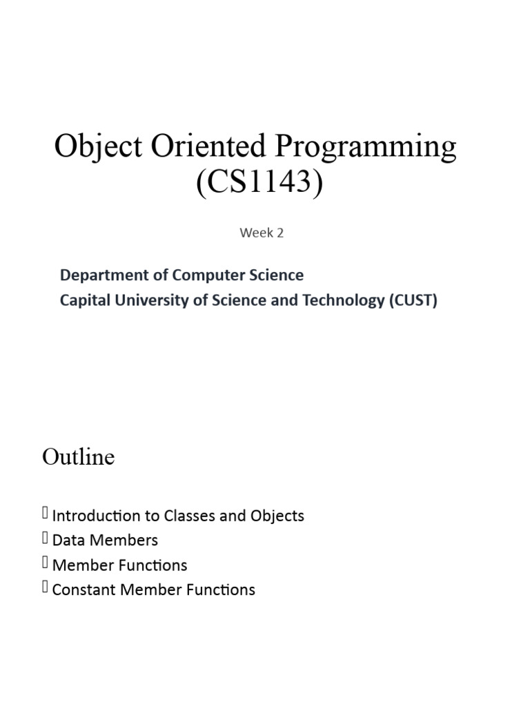 Lecture 2-Week2 - OOP, Data Member, Function, Const | PDF | Class ... Lecture 2-Week2 - OOP, Data Member, Function, Const | PDF | Class ...