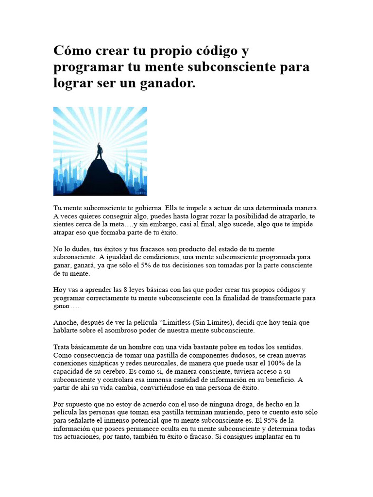 Programar La Mente Subconsciente Pdf Mente